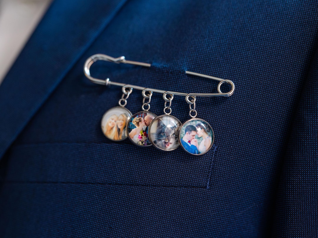 Personalized Photo Brooch, Memorial Pin for Groom, Gift From Bride to ...