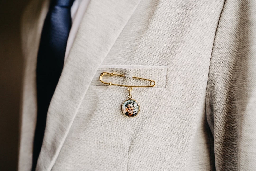 Custom Photo Boutonniere Lapel Pin, Gift for Groom From Bride on ...