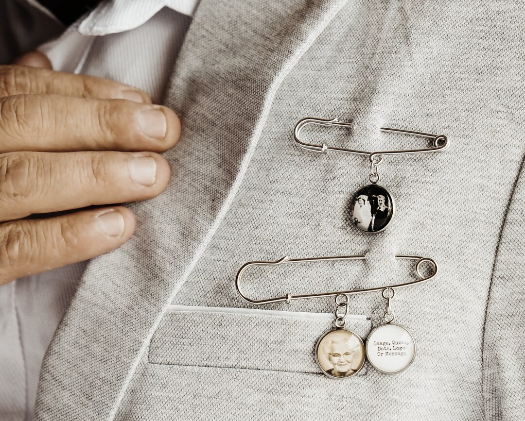 Photo Lapel Pin, Wedding Boutonniere Pin, Custom Picture Lapel Pin ...