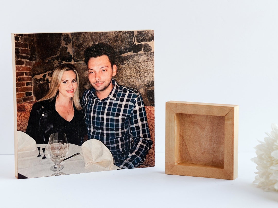 Custom Wooden Photo Frame, Personalized Photo on Wood, Anniversary Gift ...