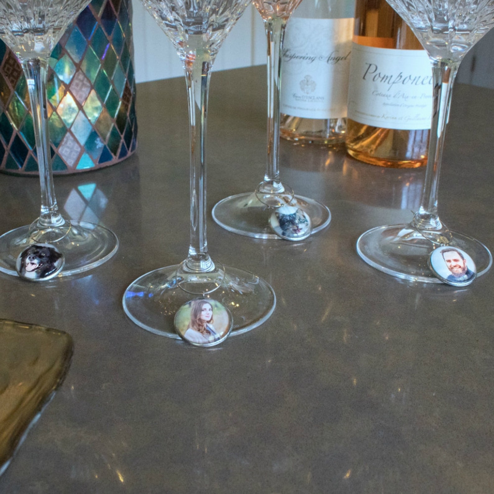 Personalized Gift Wine Charm Set Custom Wine Charms Photo - Etsy