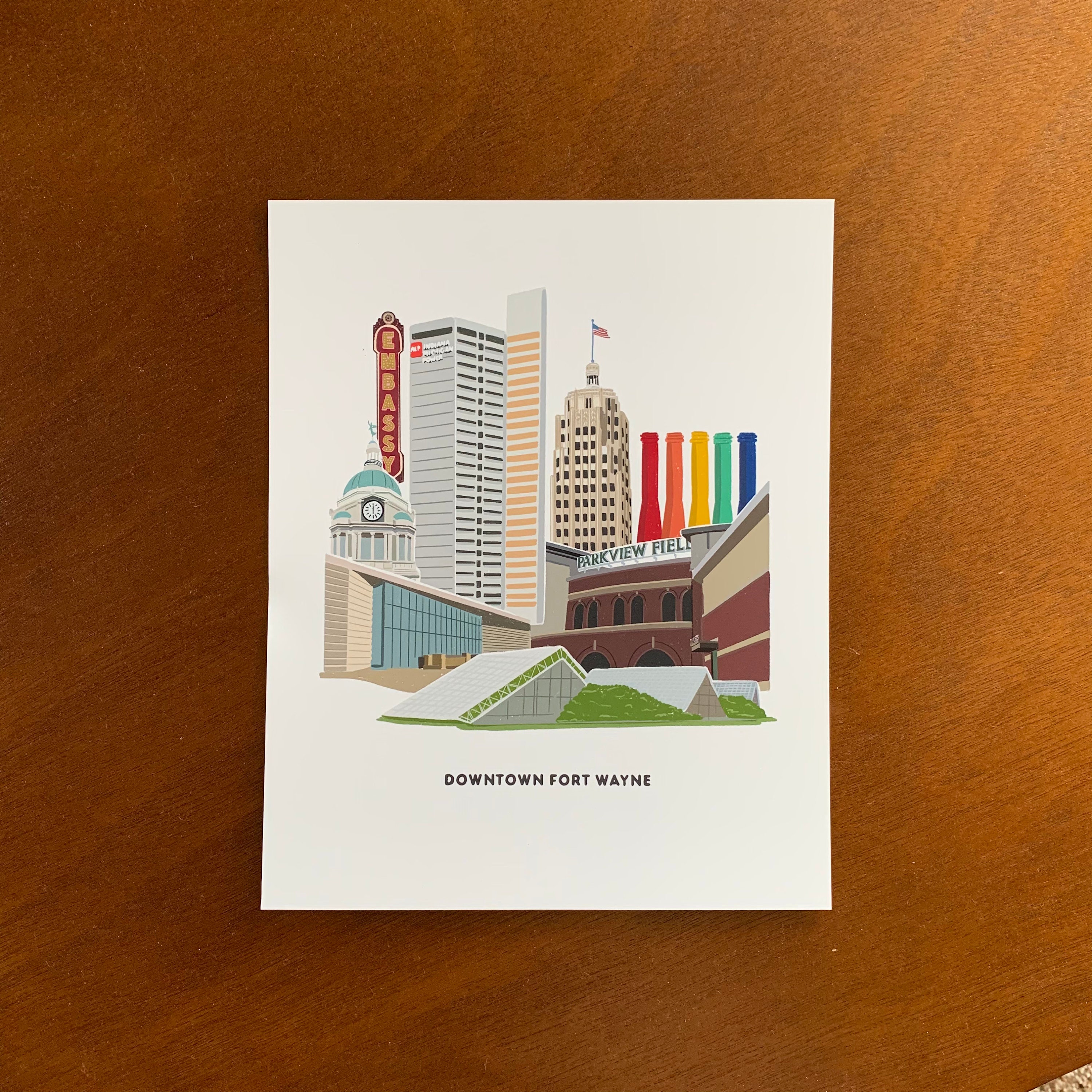 Downtown Fort Wayne Illustrated Art Print - Etsy