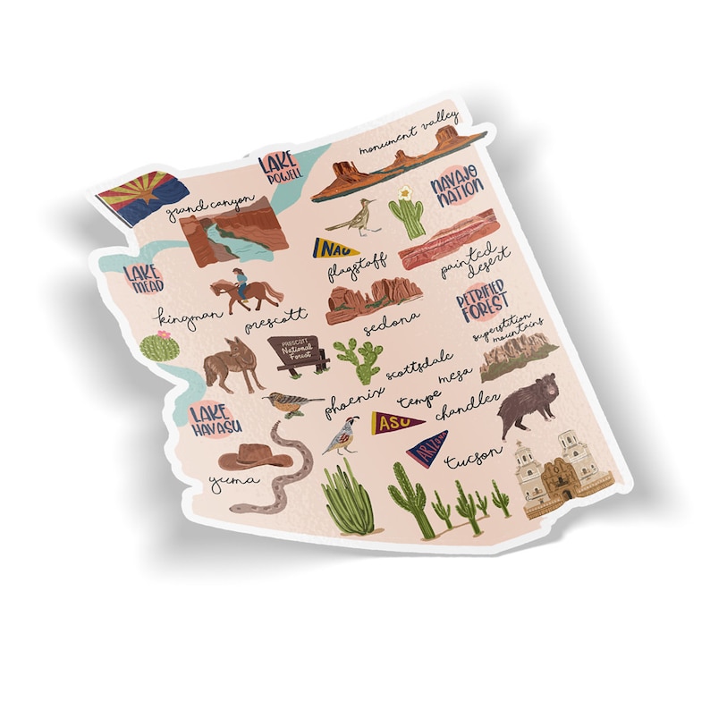 Arizona Map Vinyl Sticker - Etsy