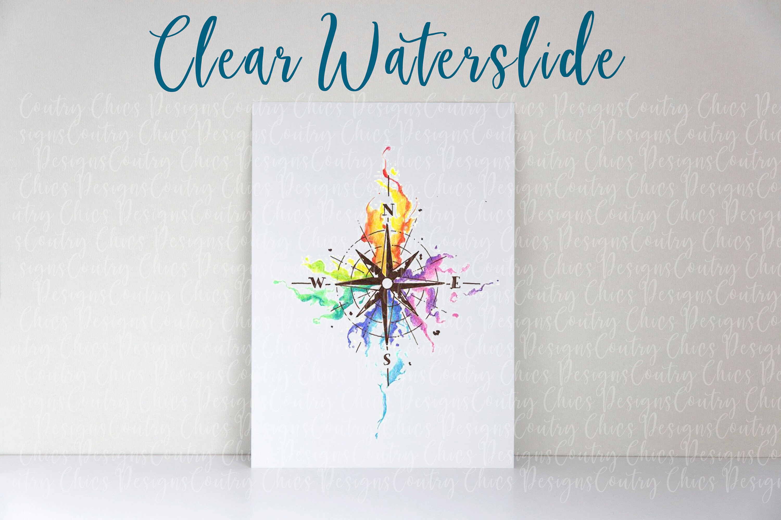 Clear Waterslide Watercolor Compass - Etsy