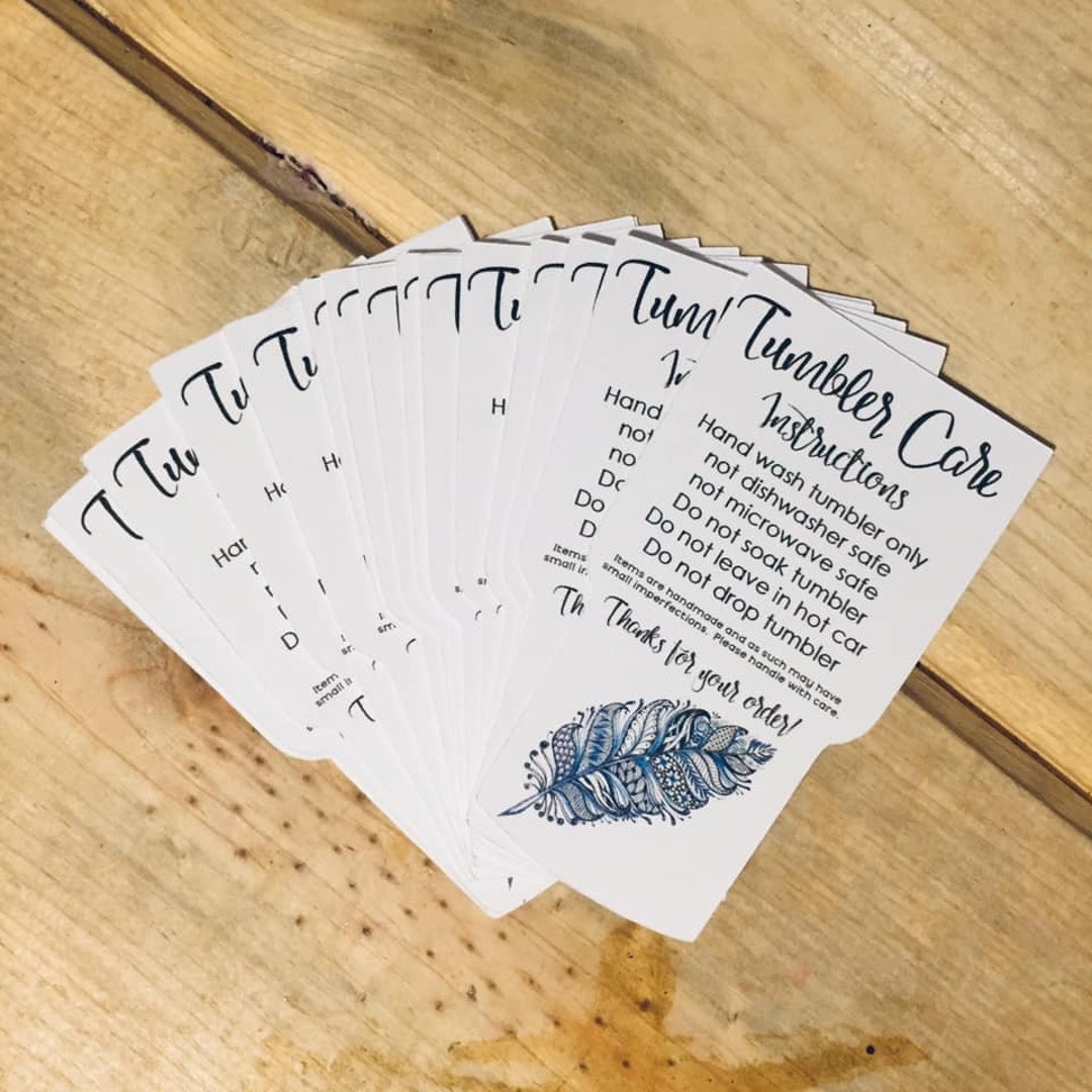 Tumbler Care Cards - Etsy