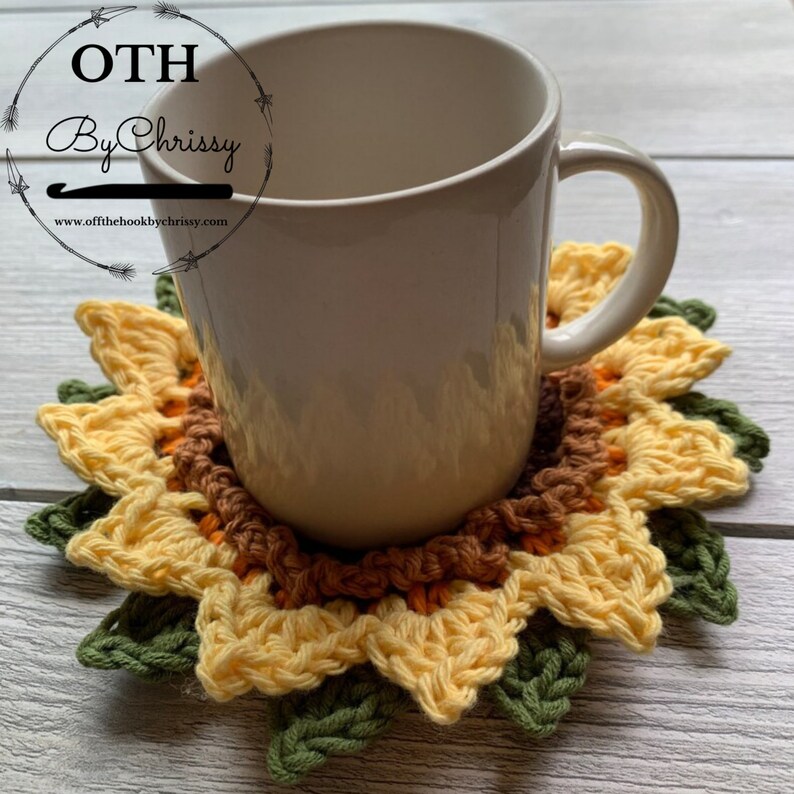 Sunflower Coaster Pattern Crochet Sunflower Mug Rug Pattern | Etsy