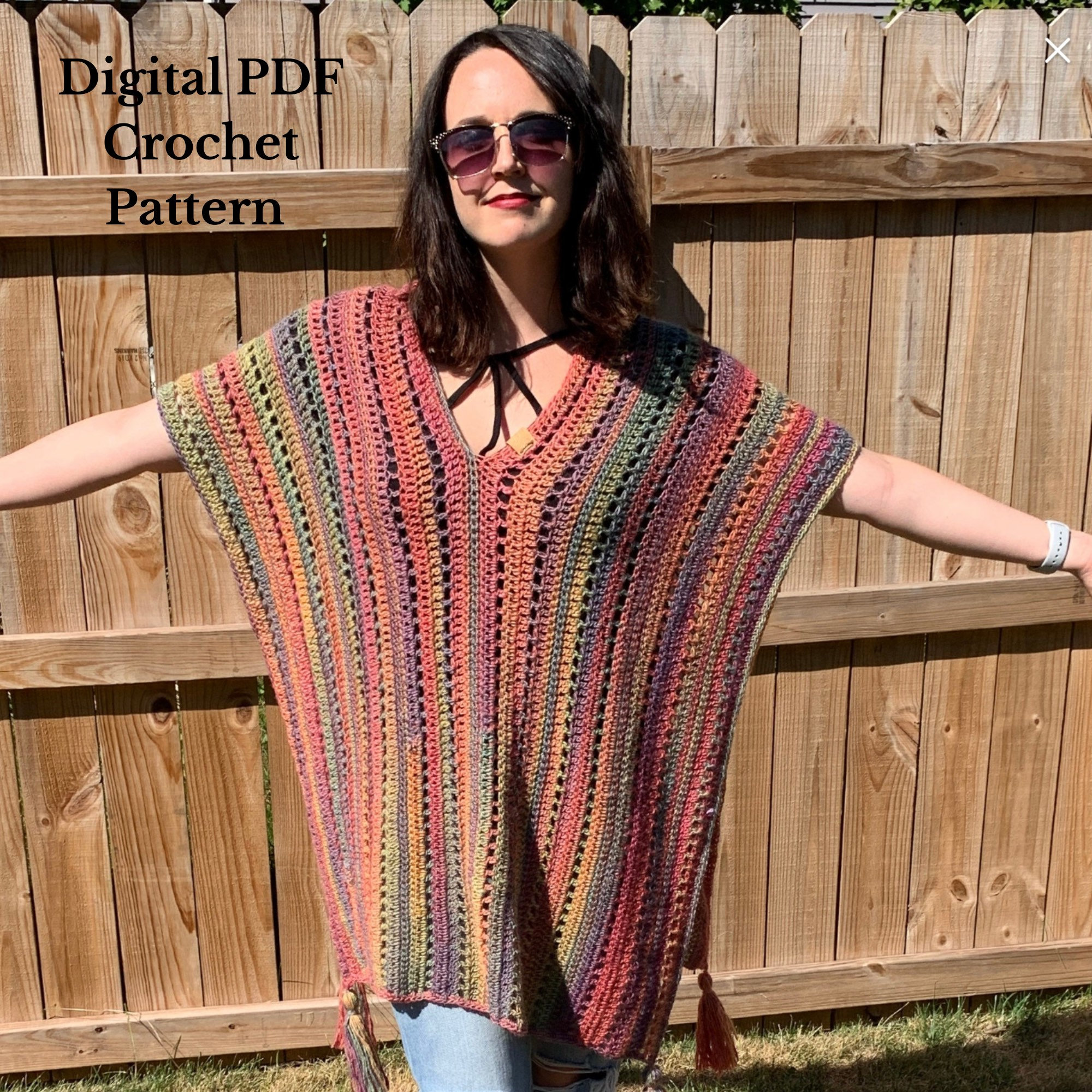 Crochet Poncho Pattern, Boho Poncho Pattern, Bohemian Poncho Pattern ...