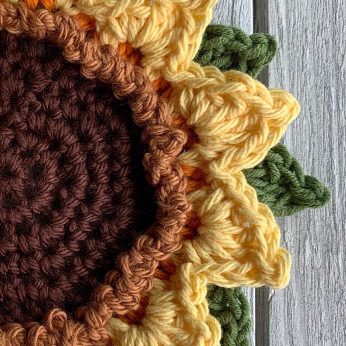 Sunflower Coaster Pattern Crochet Sunflower Mug Rug Pattern | Etsy