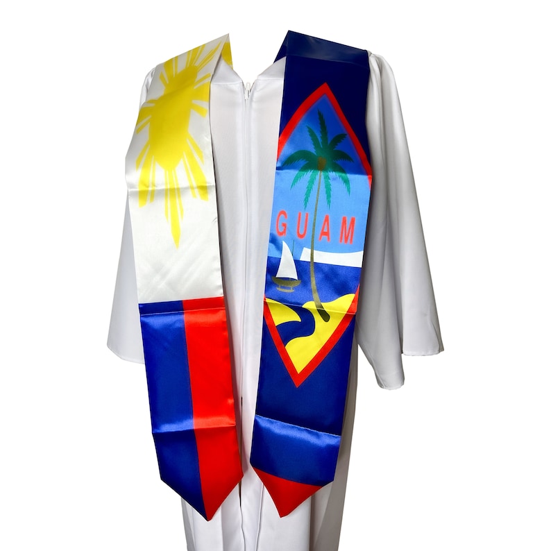 Philippine /guam Flag Graduation Stole Satin - Etsy