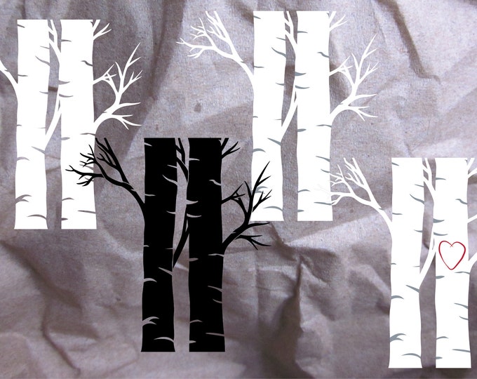 Birch Tree Initials Heart PNG/SVG Digital Graphic Working | Etsy