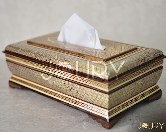 Wooden Tissue Box mosaic Tissue Box Inlay With Copper - Etsy