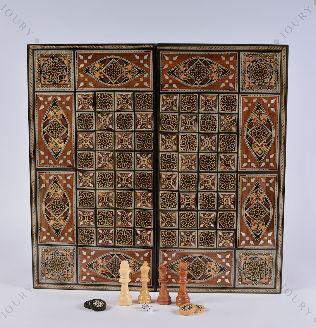 21" Super HQ Inlay Chess Board With Mother of Pearls Mosaic Wood ...