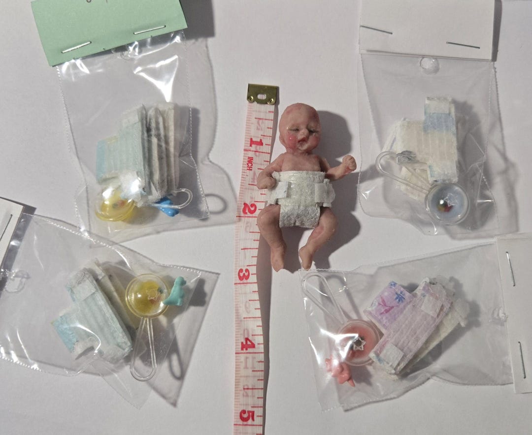 Set of 3 Ready to Ship .miniature Diapers for a 2.5"- 3" Silicone Doll ...