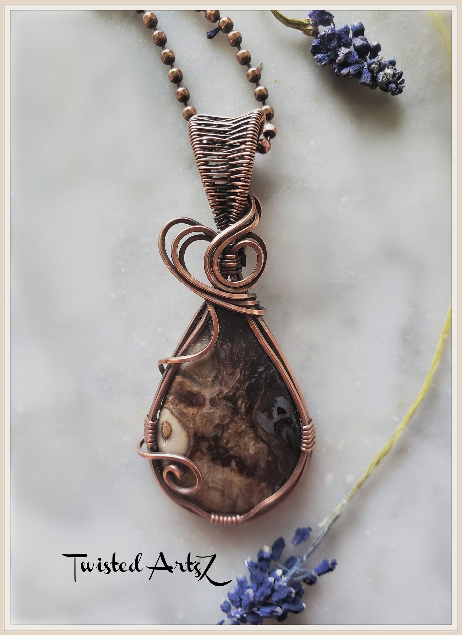 Fossilized Palm Root Copper Wire Wrapped Pendant Palm Root | Etsy