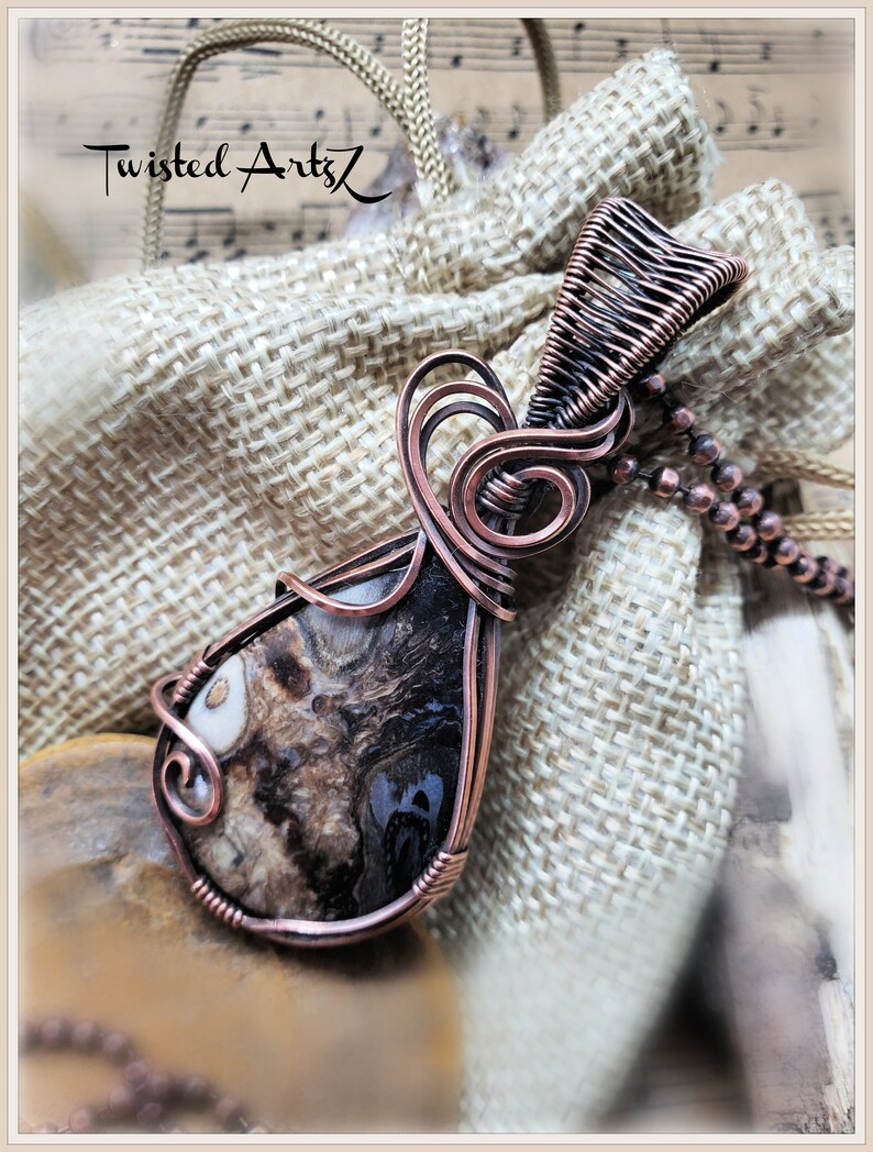 Fossilized Palm Root Copper Wire Wrapped Pendant Palm Root | Etsy