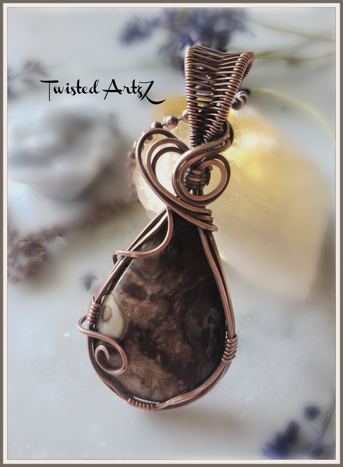 Fossilized Palm Root Copper Wire Wrapped Pendant Palm Root | Etsy