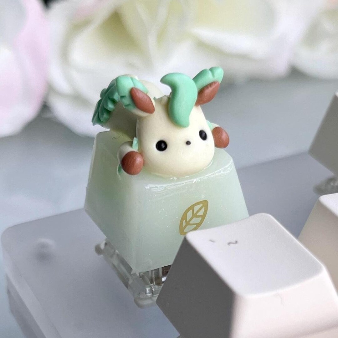MADE TO ORDER Grass Eeveelution Keycap Buddies, Handmade Artisan Keycap ...