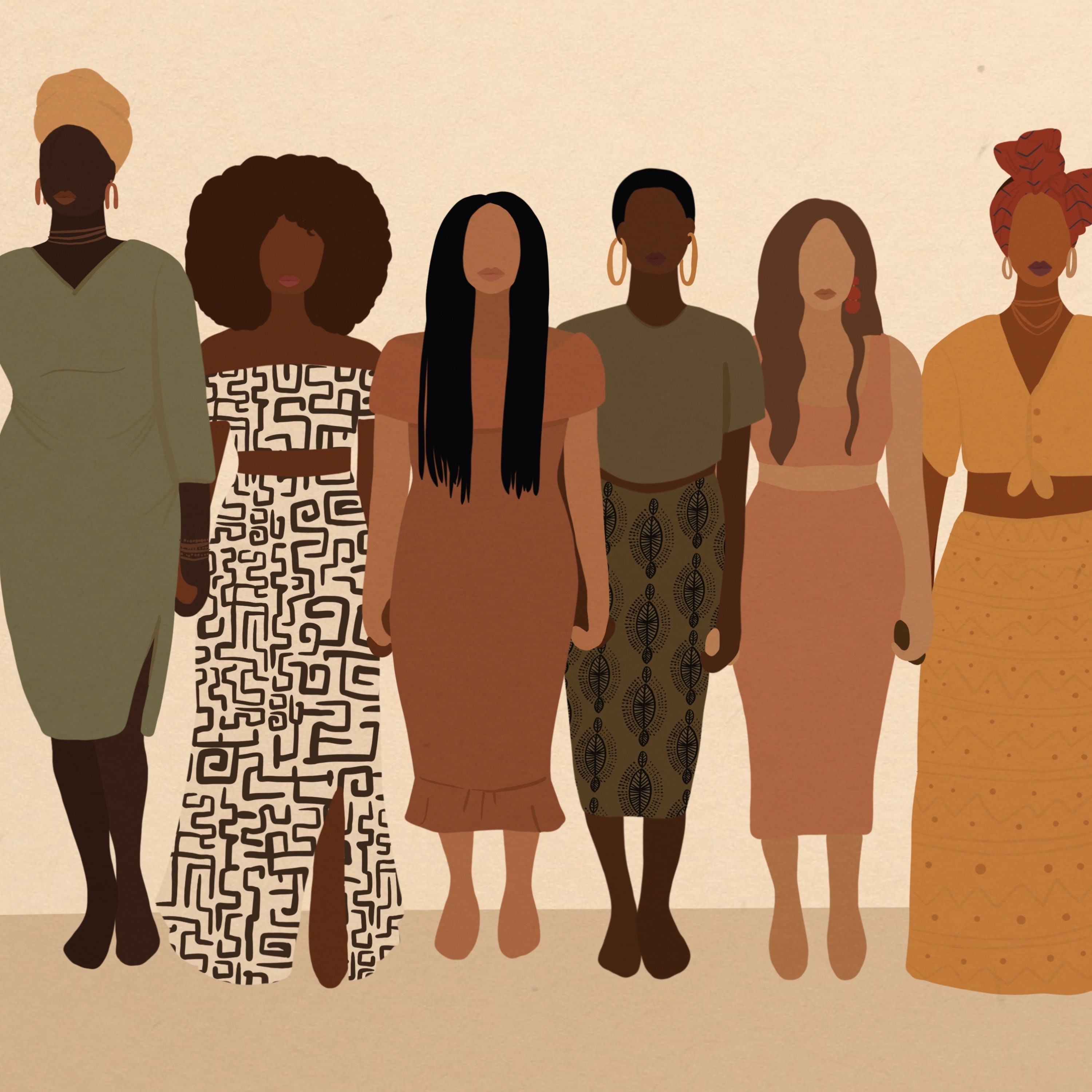 Black Women Portrait Different Skin Tones Female Etsy