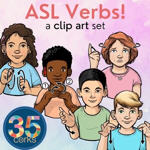 American Sign Language ASL Educational Clip Art Verbs - Etsy