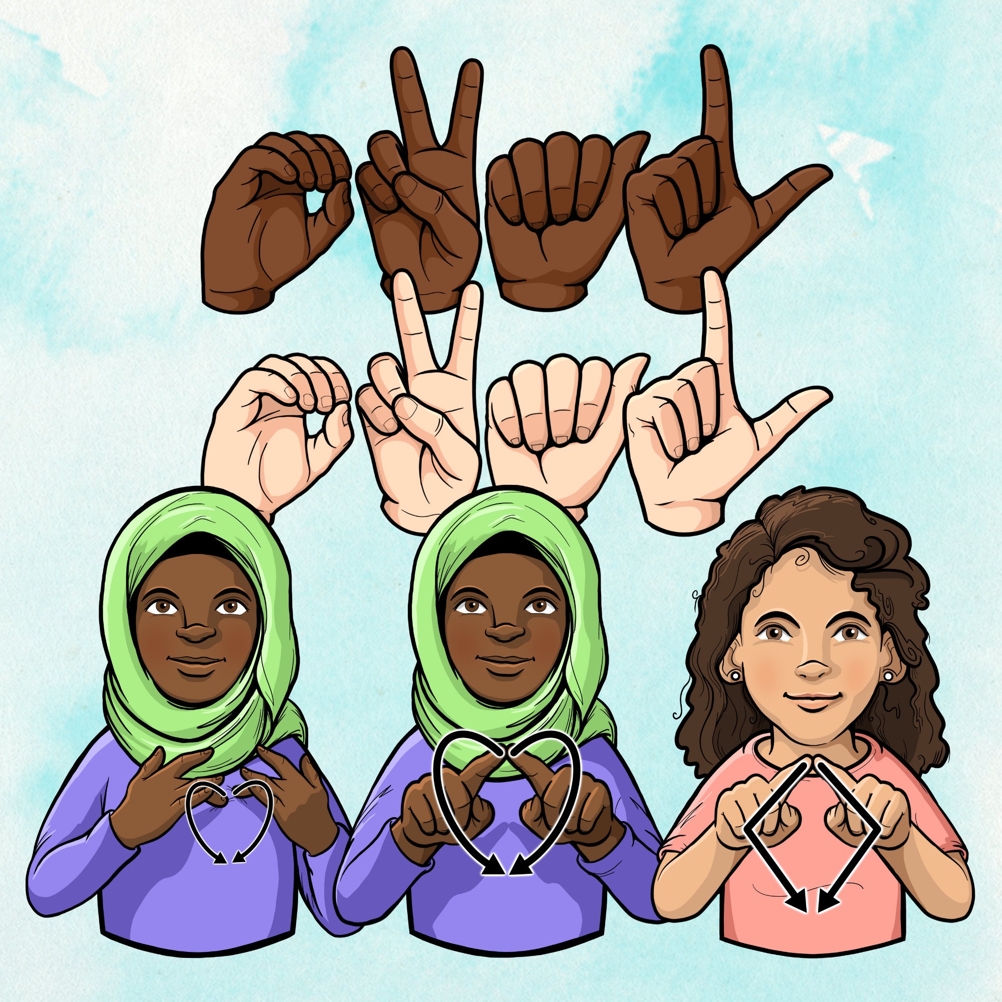 American Sign Language ASL Educational Clip Art Common Shapes - Etsy