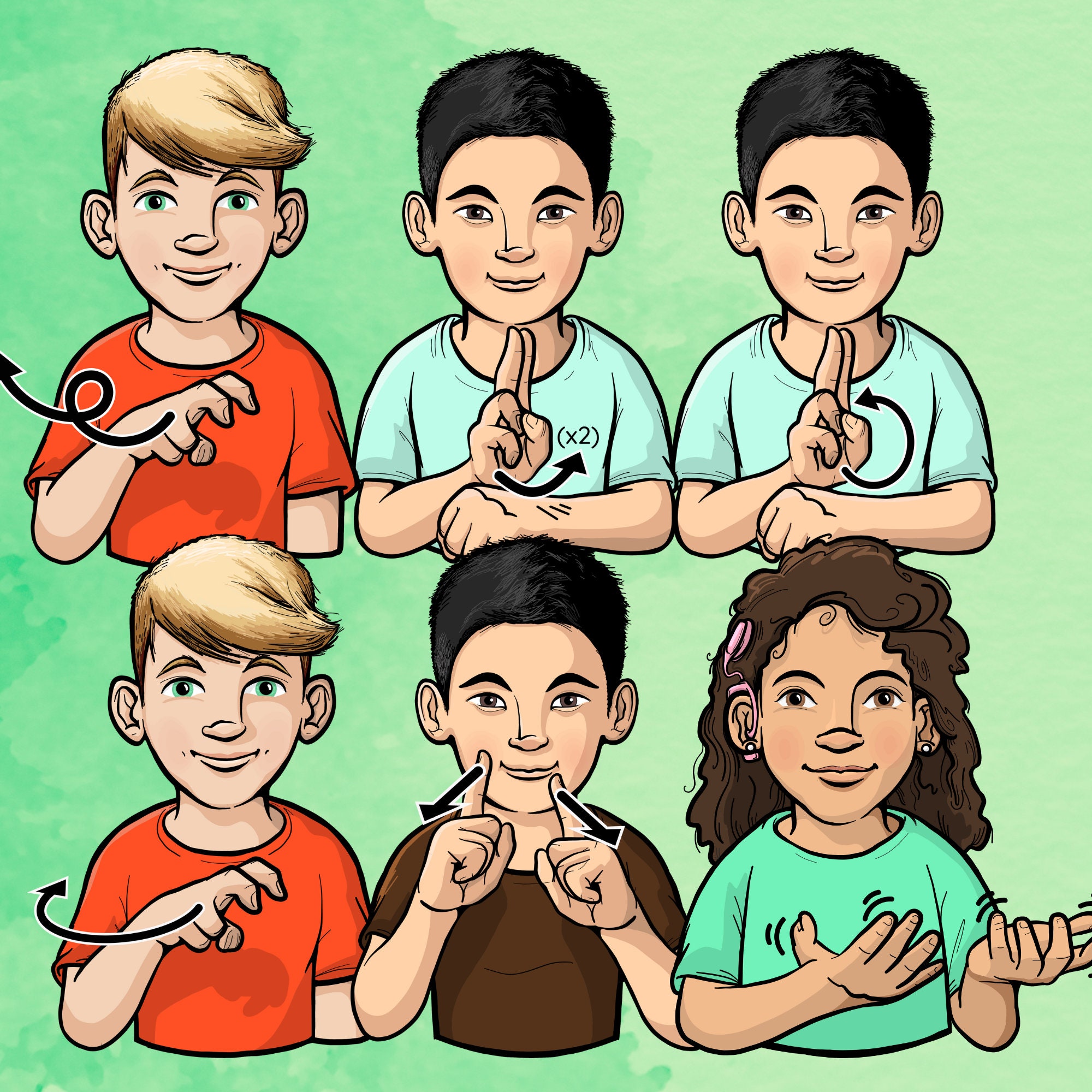 American Sign Language ASL Educational Clip Art Verbs Set 3 of 3 - Etsy