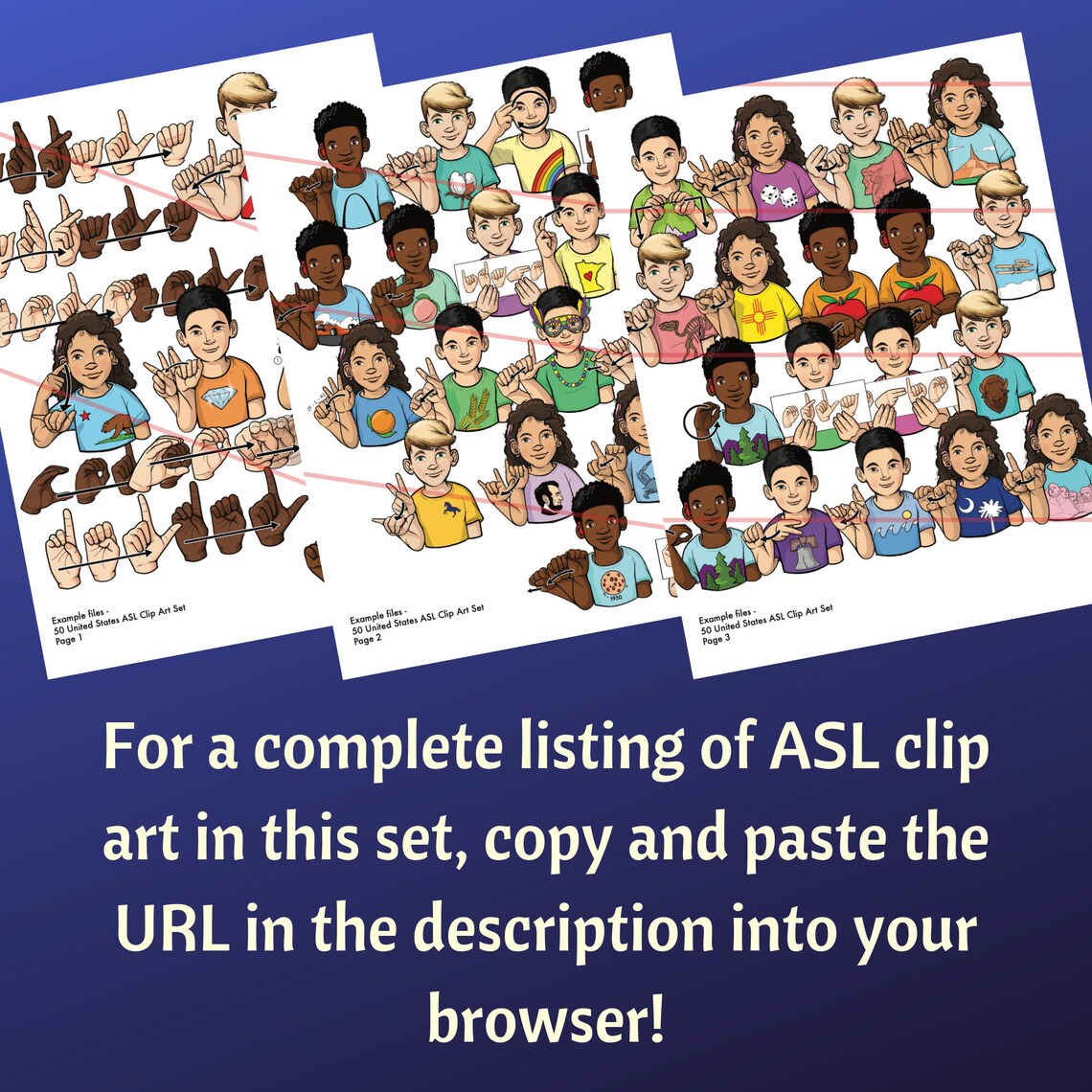 ASL American Sign Language Clip Art Set 50 United States and | Etsy