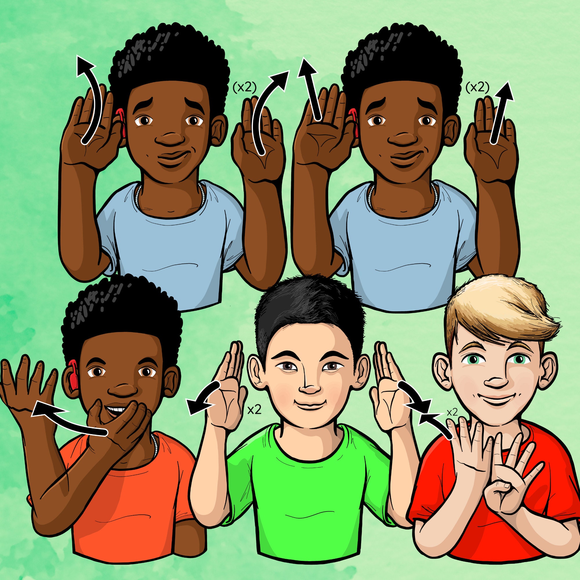 American Sign Language ASL Educational Clip Art Verbs Set 3 of 3 - Etsy