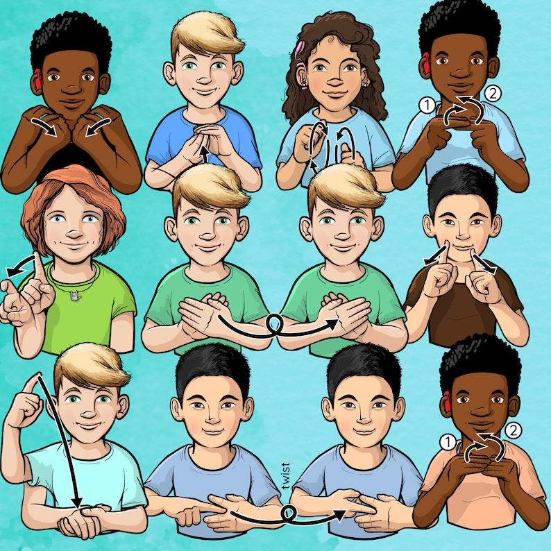 American Sign Language ASL Educational Clip Art Verbs - Etsy