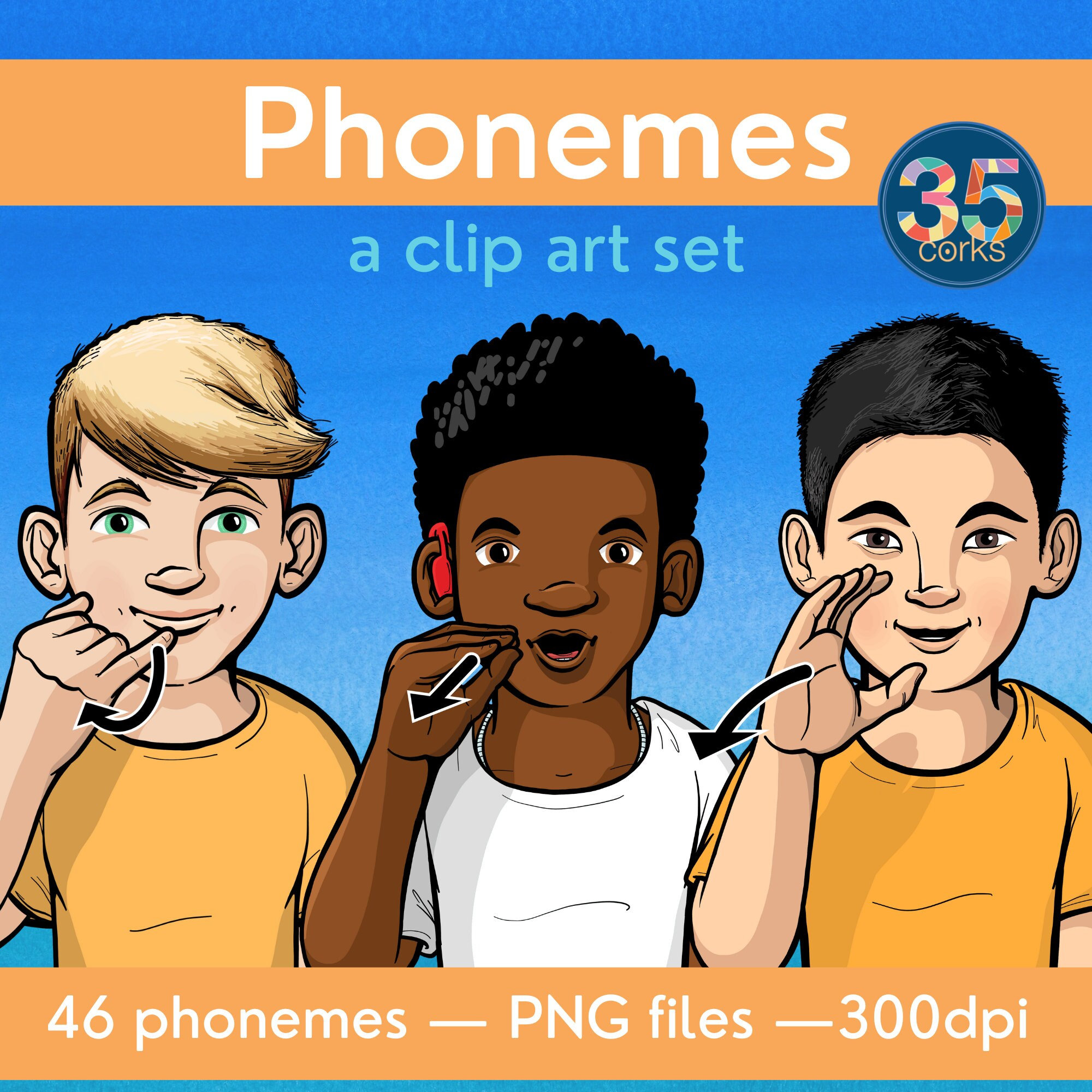 Conjunto de imágenes prediseñadas educativas de fonemas básicos: 46 ...