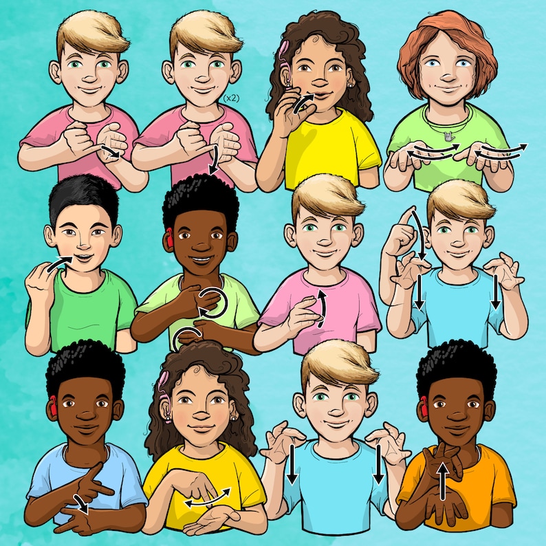 American Sign Language ASL Educational Clip Art Verbs - Etsy