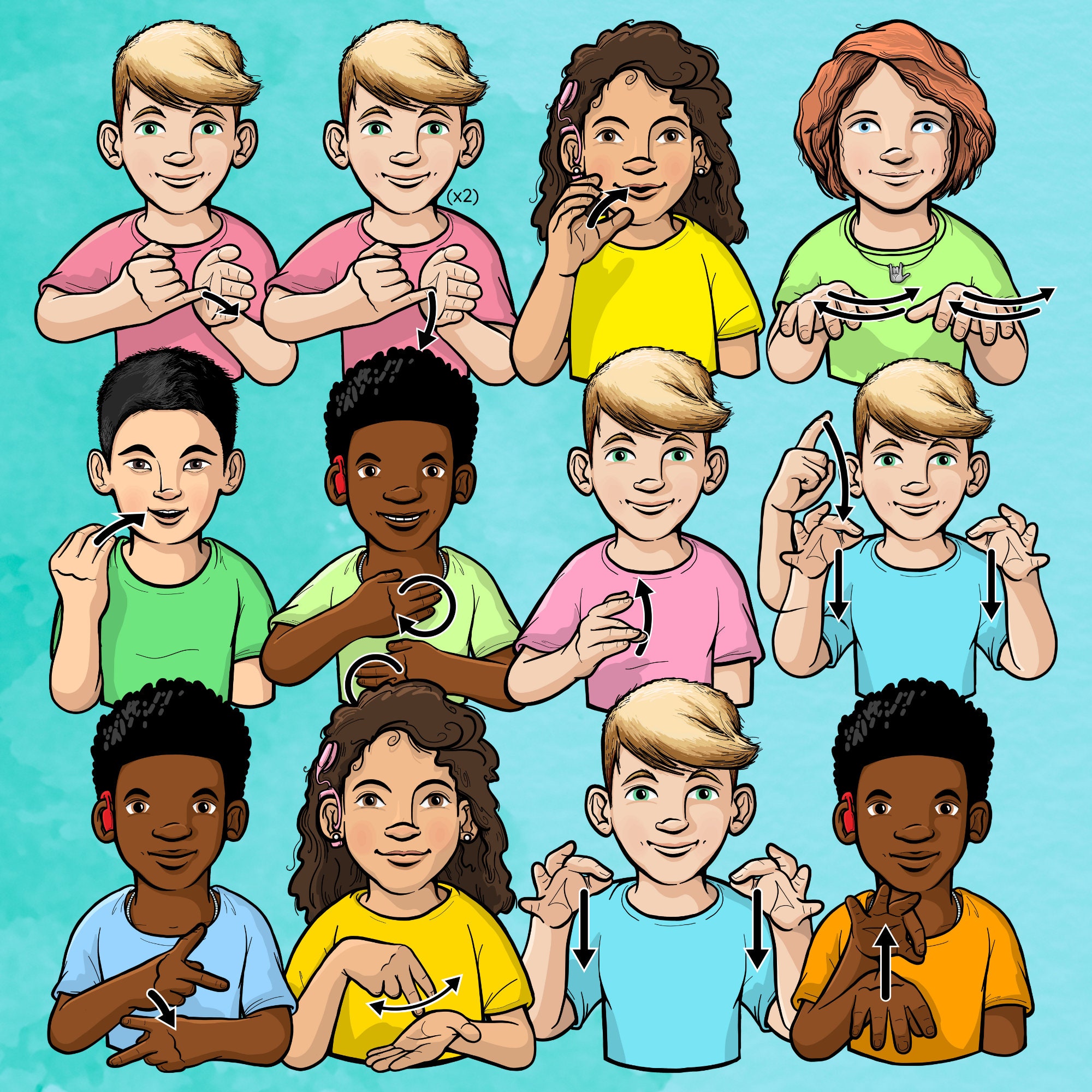 American Sign Language ASL Educational Clip Art Verbs - Etsy
