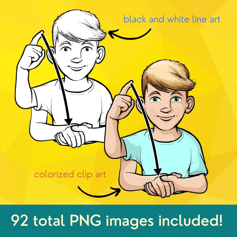 American Sign Language ASL Educational Clip Art Verbs - Etsy