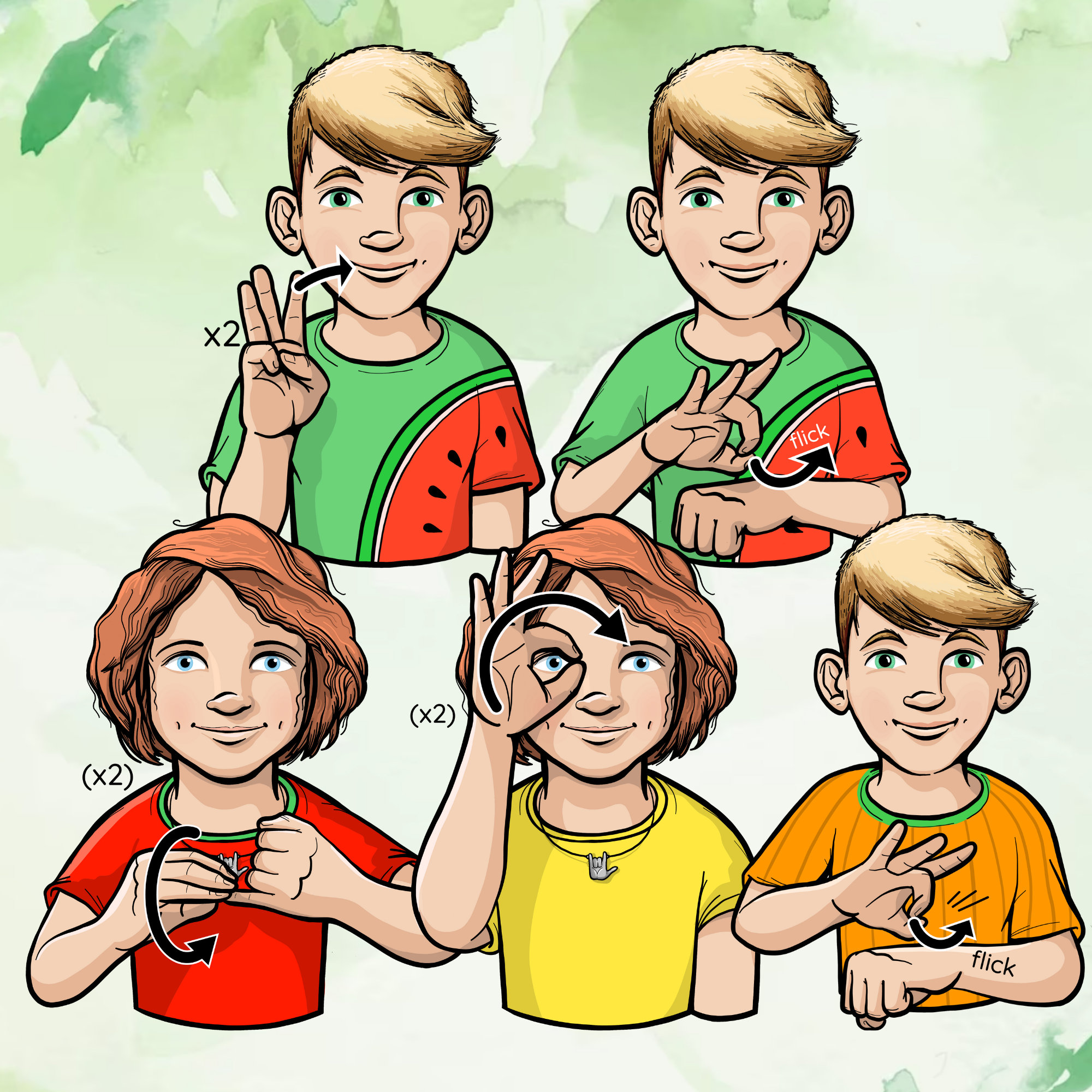 American Sign Language ASL Educational Clip Art Common Fruits and ...