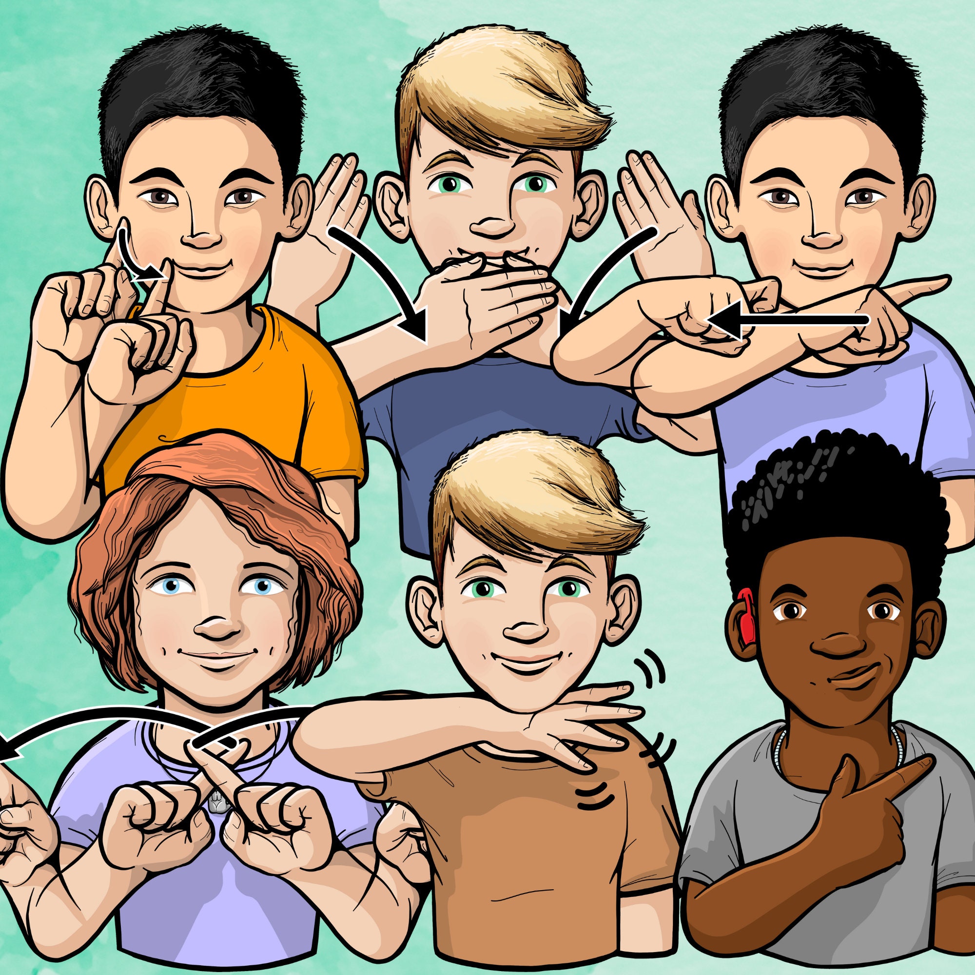 American Sign Language ASL Educational Clip Art Adjectives - Etsy