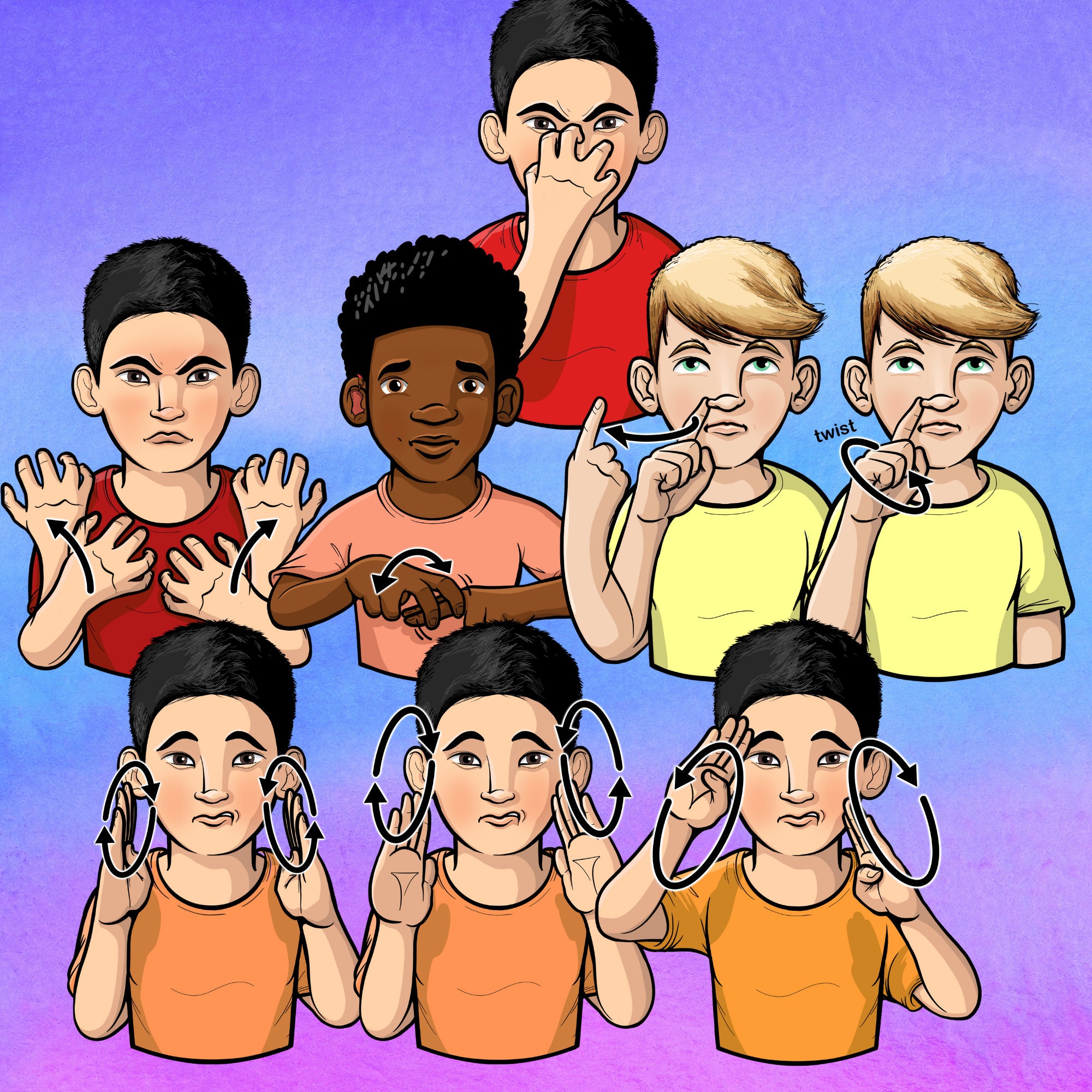 American Sign Language ASL Educational Clip Art Emotions, Feelings, and ...