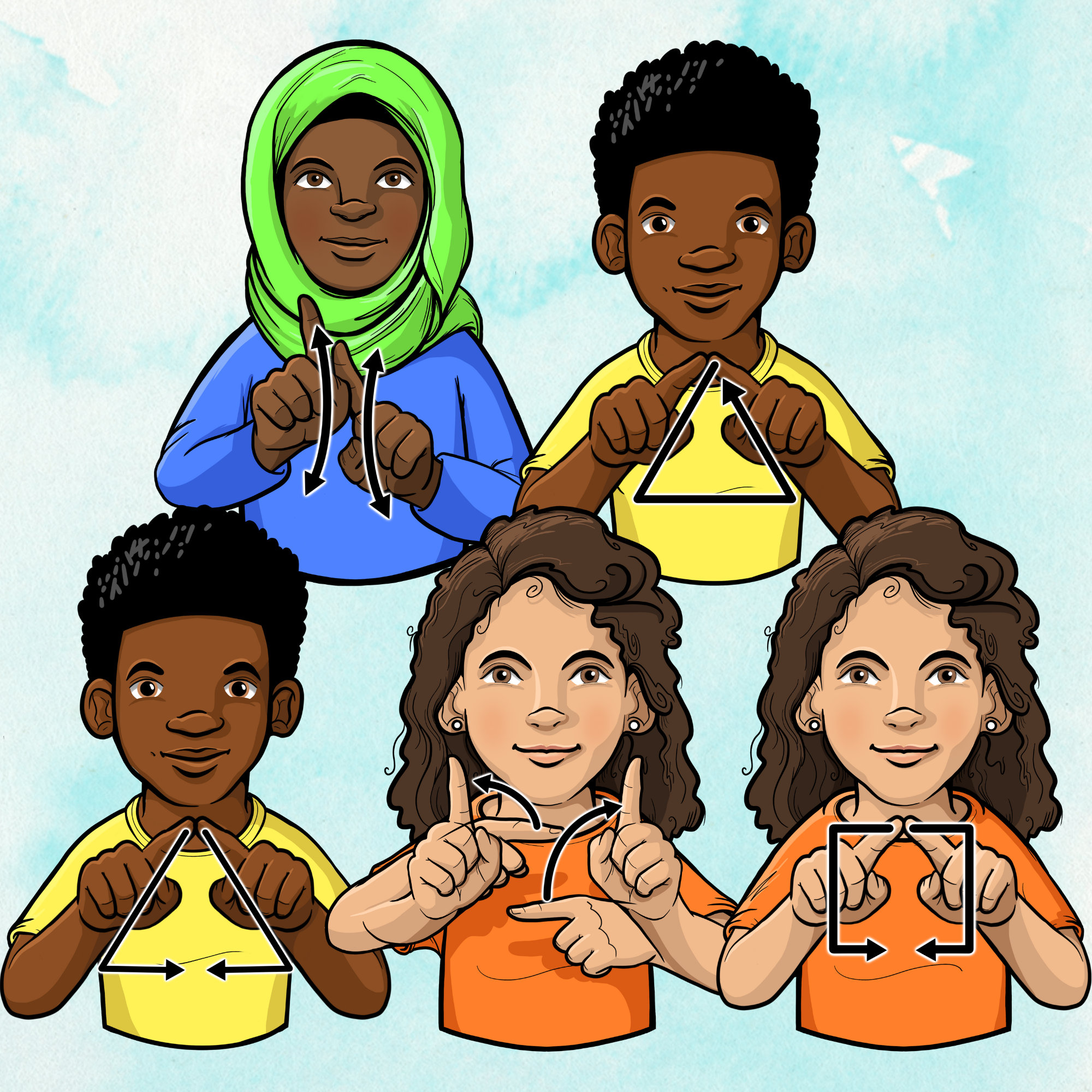 American Sign Language ASL Educational Clip Art Common Shapes - Etsy