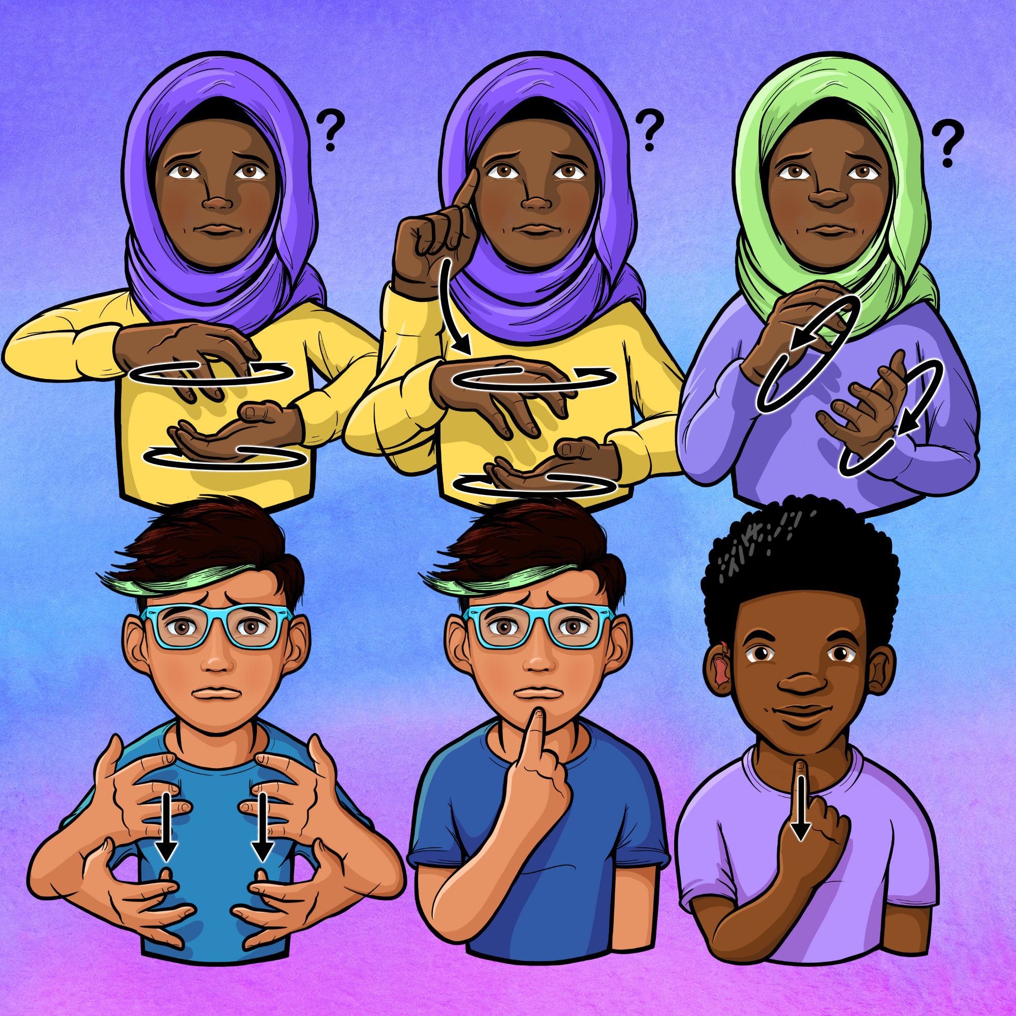 American Sign Language ASL Educational Clip Art Emotions, Feelings, and ...