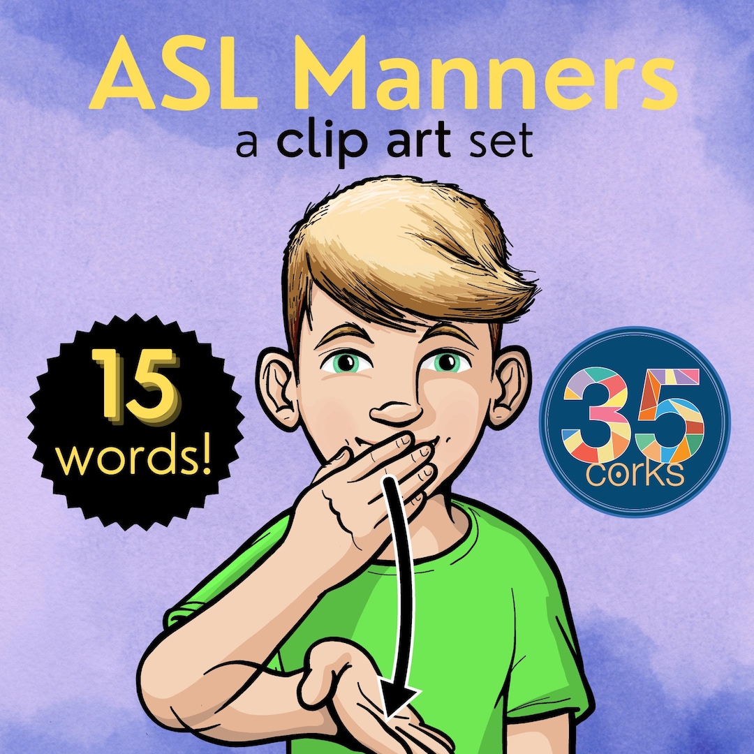 American Sign Language ASL Educational Clip Art Manners - Etsy
