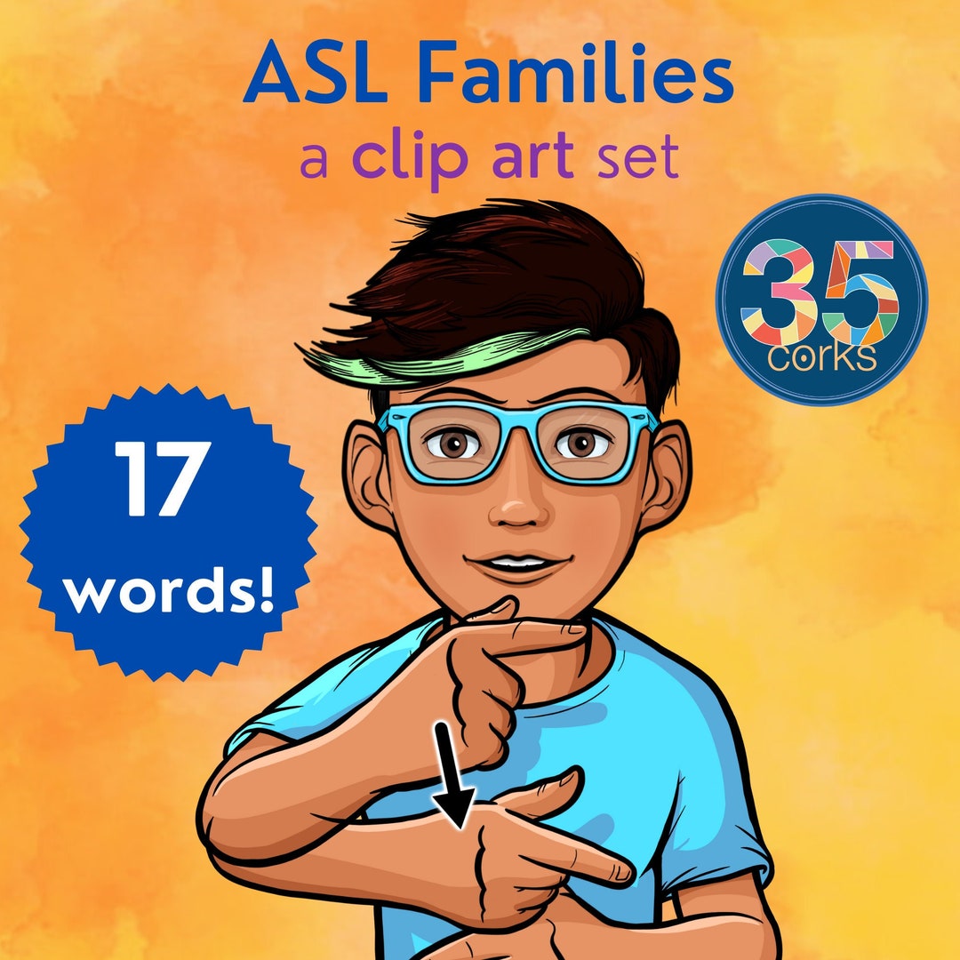 American Sign Language ASL Educational Clip Art Families - Etsy