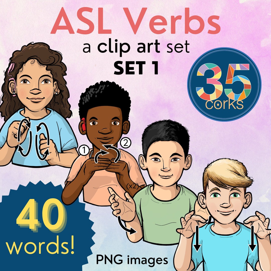 American Sign Language ASL Educational Clip Art Verbs - Etsy