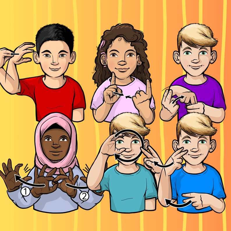 American Sign Language ASL Educational Clip Art Phrases SET 1 - Etsy