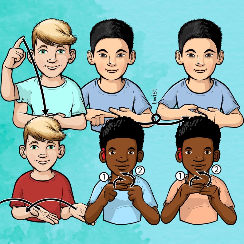 American Sign Language ASL Educational Clip Art Verbs - Etsy