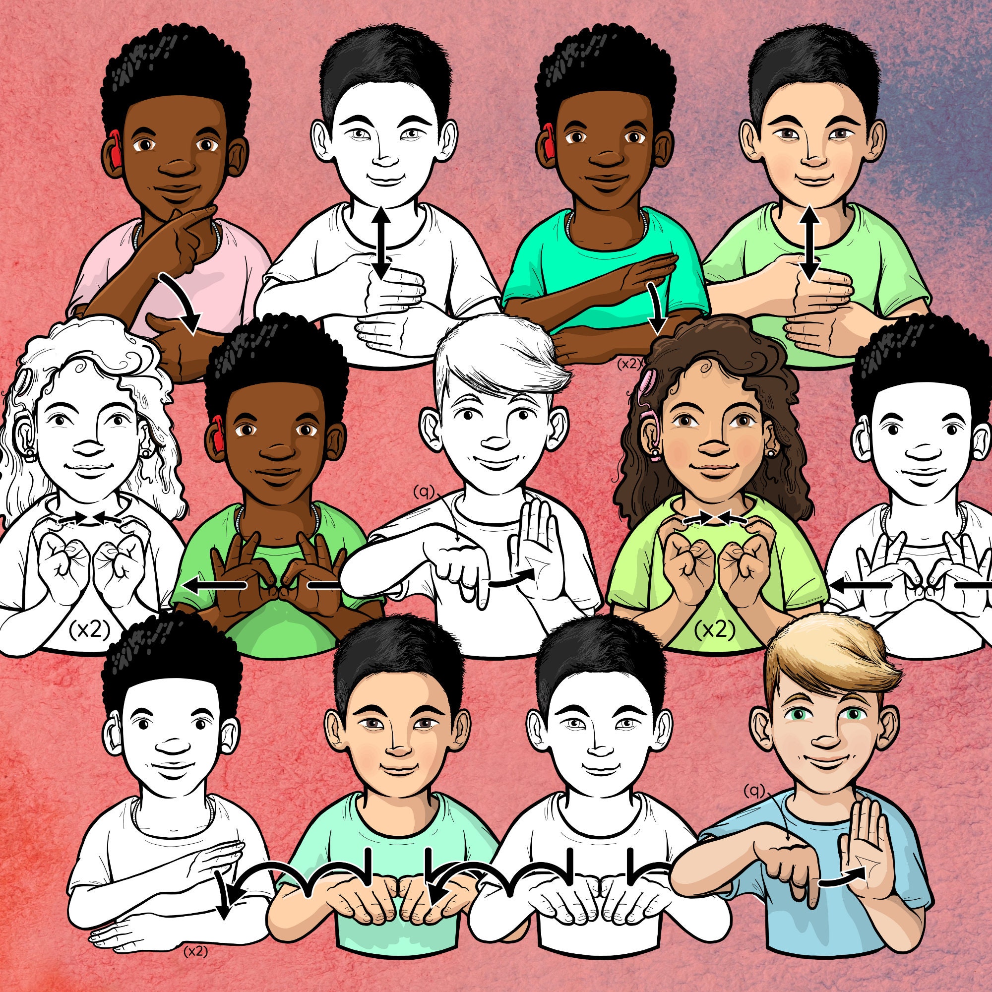 American Sign Language ASL Educational Clip Art Sight Words / Dolch ...