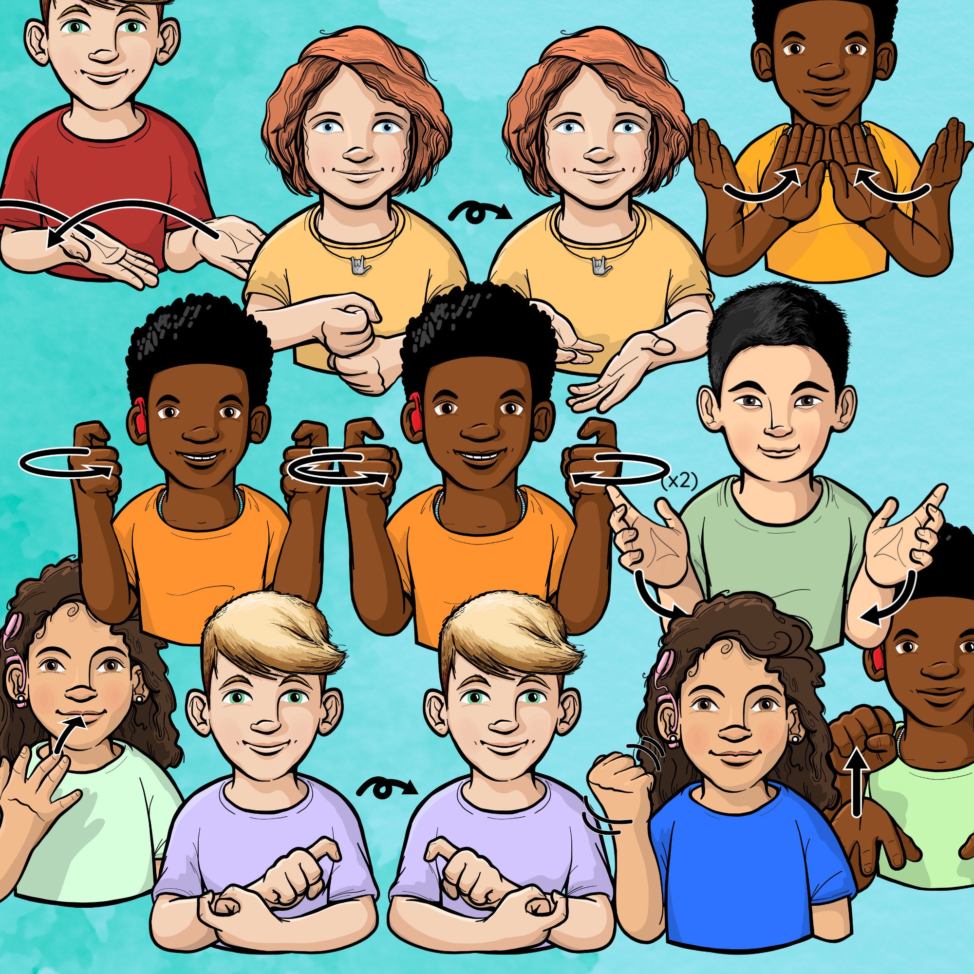 American Sign Language ASL Educational Clip Art Verbs - Etsy