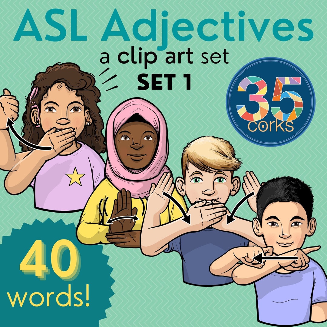 American Sign Language ASL Educational Clip Art Adjectives Set 1 of 2 ...