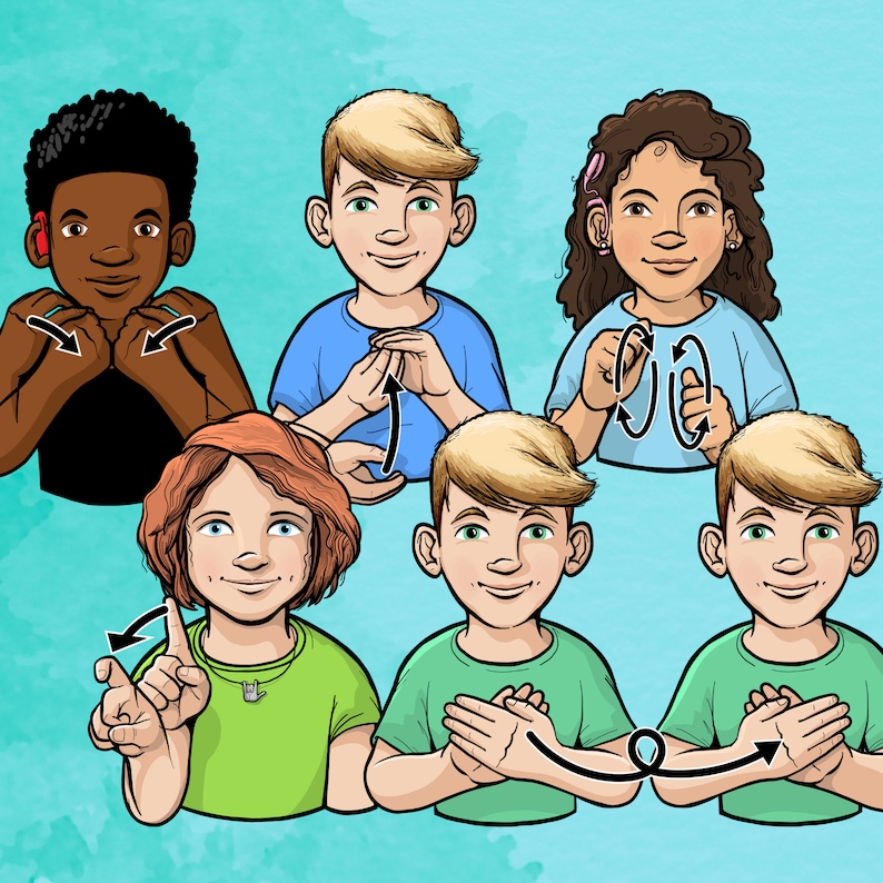American Sign Language ASL Educational Clip Art Verbs - Etsy
