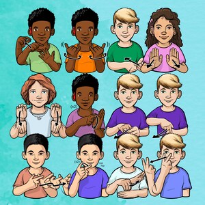 American Sign Language ASL Educational Clip Art Verbs - Etsy