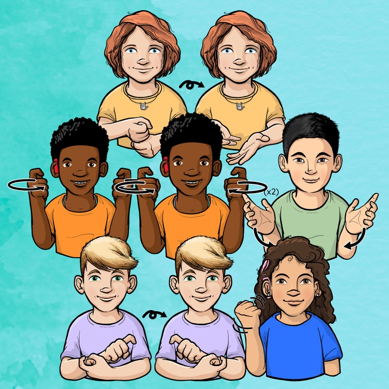 American Sign Language ASL Educational Clip Art Verbs - Etsy