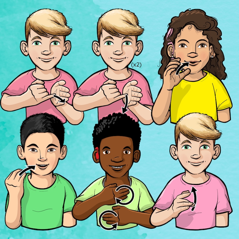 American Sign Language ASL Educational Clip Art Verbs - Etsy