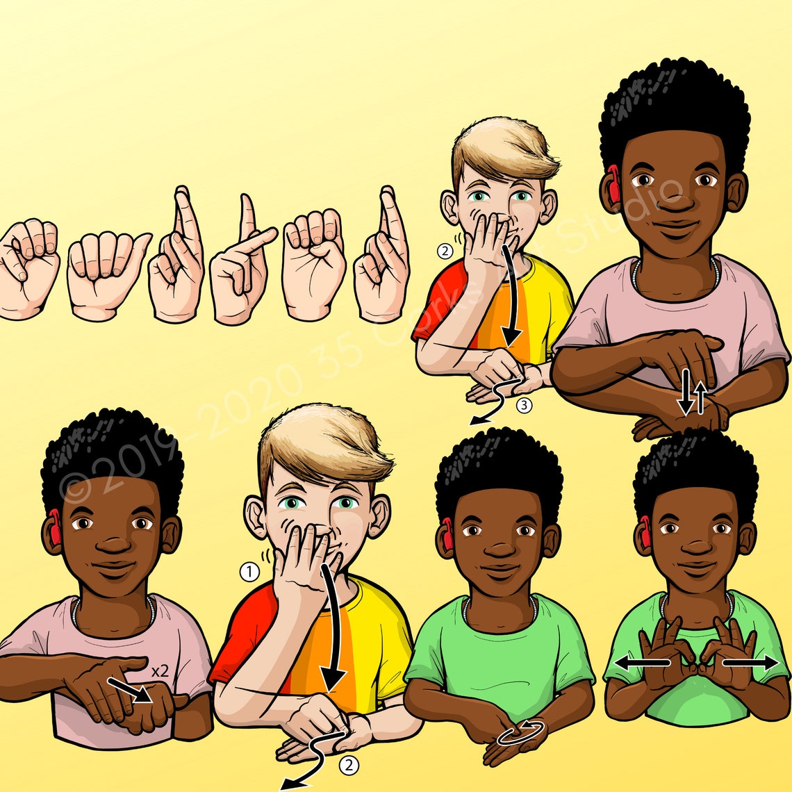 ASL American Sign Language Clip Art School Supplies | Etsy